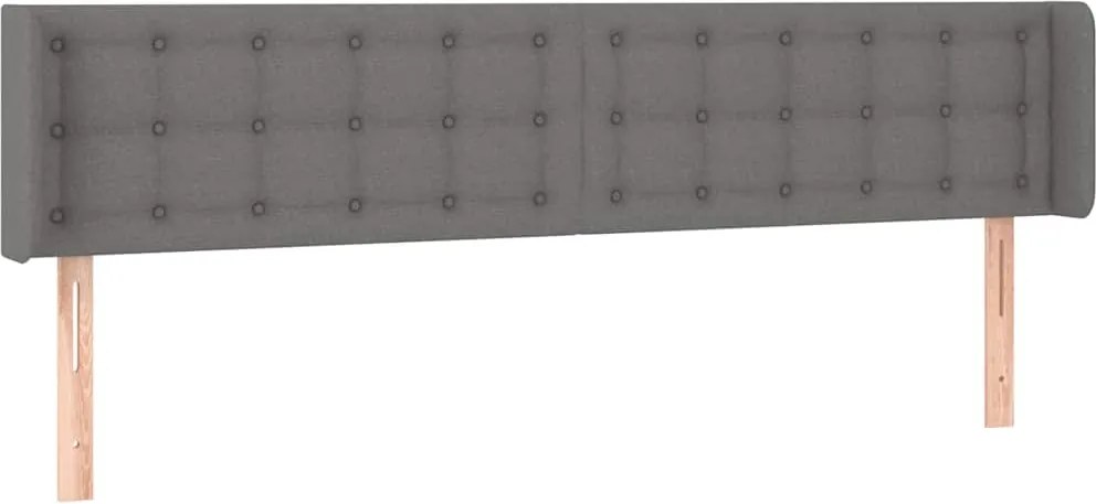 Čelo postele s LED tmavě šedé 183 x 16 x 78/88 cm textil 3123685
