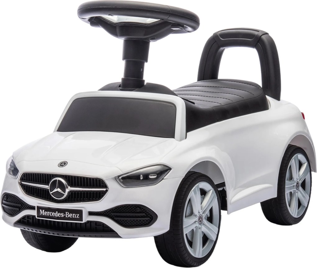 AIYAPLAY Dětské odrážedlo Mercedes-Benz C-Class s klaksonem, zvuky motoru, úložným prostorem, pro děti 18-36 měsíců, bílé