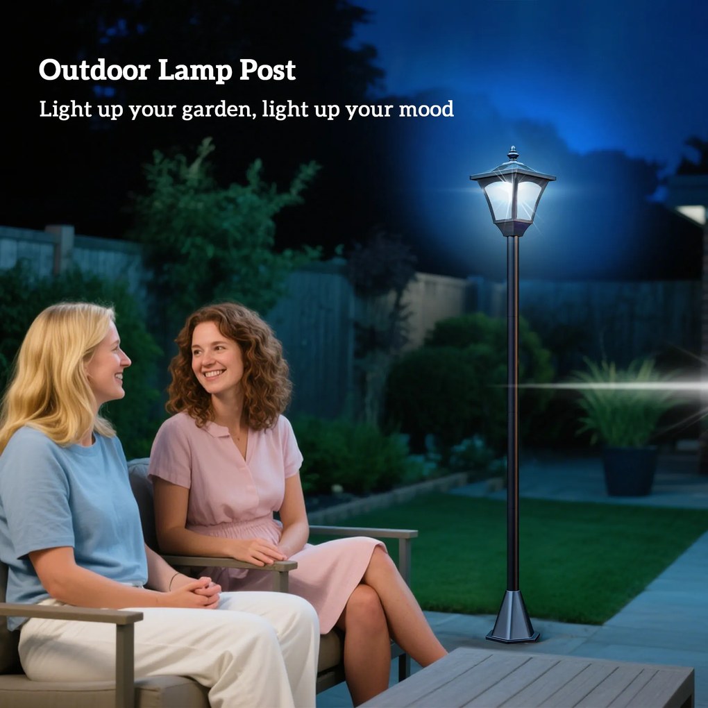 Outsunny Solární lucerna Zahradní lucerna Cestovní světlo s LED 10 lumenů Černá 15 x 120cm