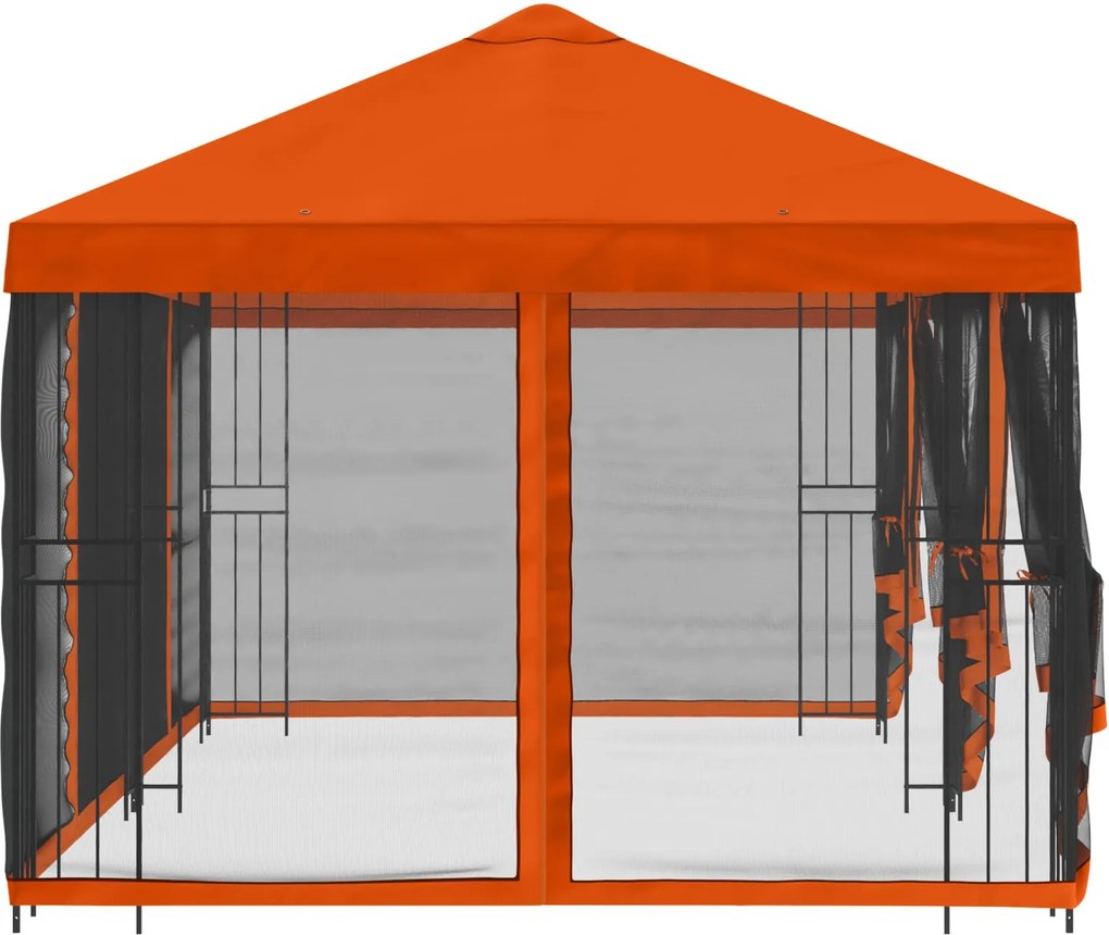 Altán s bočními stěnami 6 x 3 m Oranžová Polyester a ocel 3376002