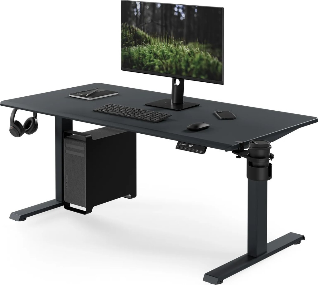 Elektrický stůl s regulací výšky ergonomický antracitový,1400x700 mm: ARIA