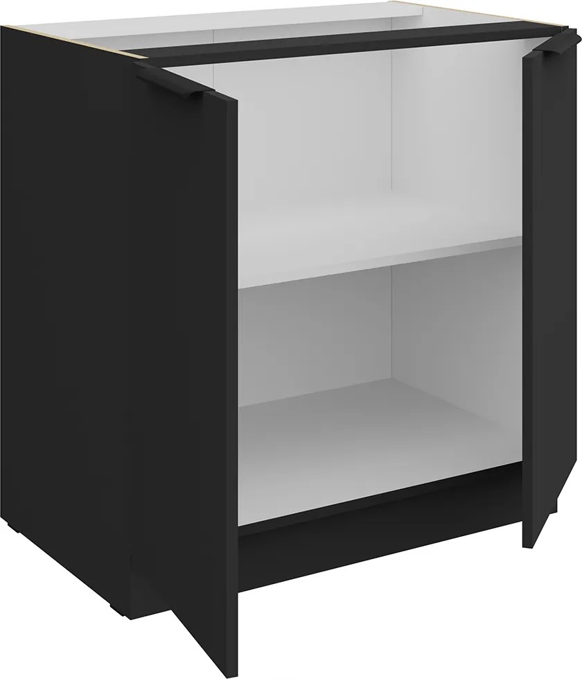 ARIA cc | dolní skříňka 80 D 2F policová | 80 cm | ANTI FINGERPRINT povrch | černá