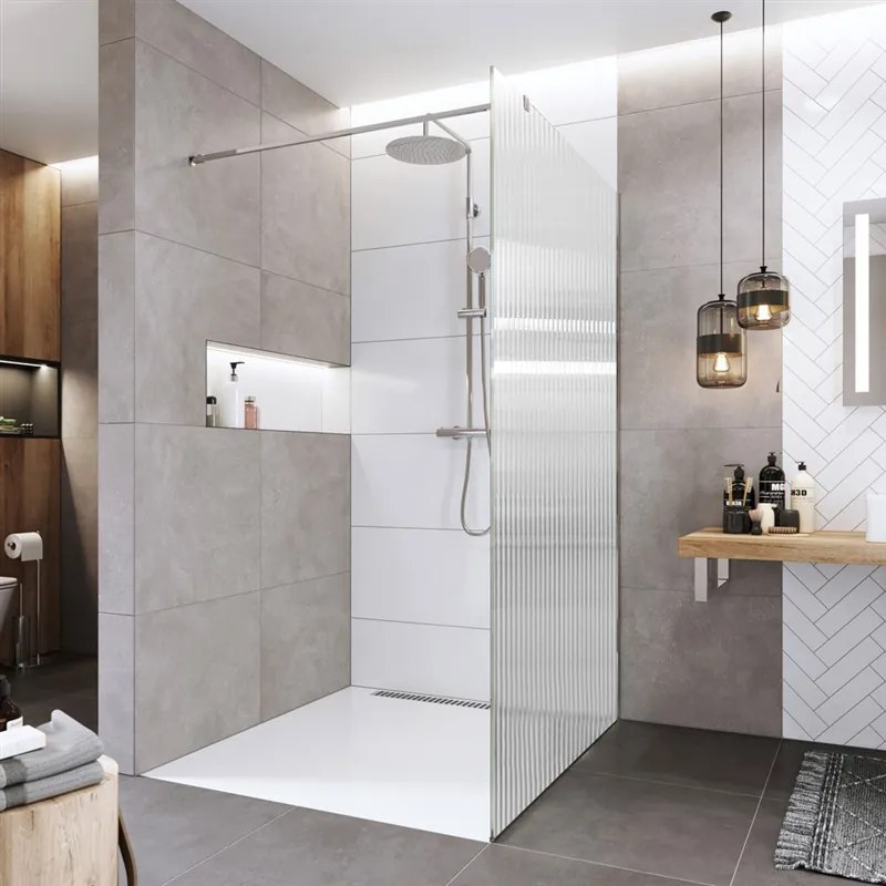 Mereo Mereo, Sprchová stěna WALK IN, Novea, chrom ALU, sklo Line, CK10600HL