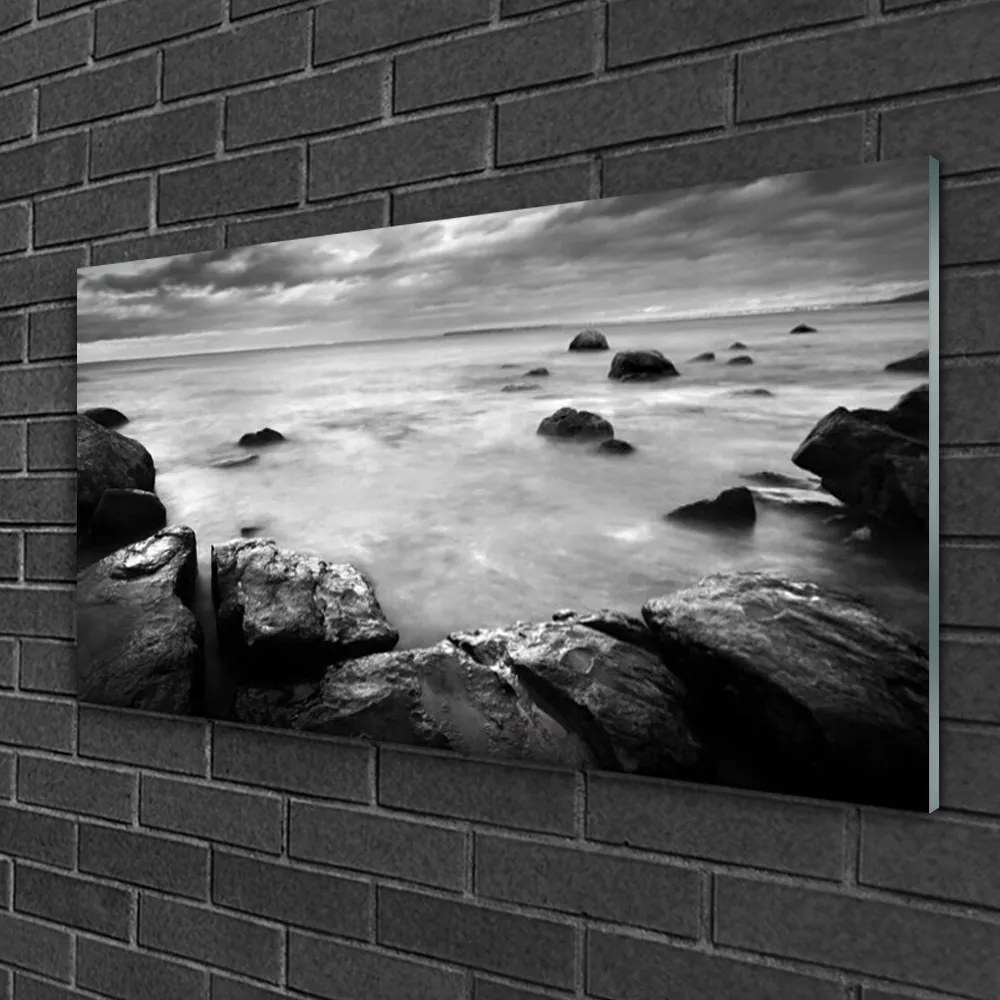 Obraz na skle Skála Moře Krajina 140x70 cm