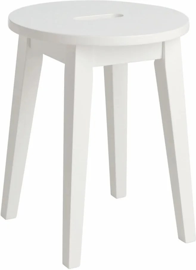 Bílá nízká stolička s nohami z březového dřeva Rowico Frigg