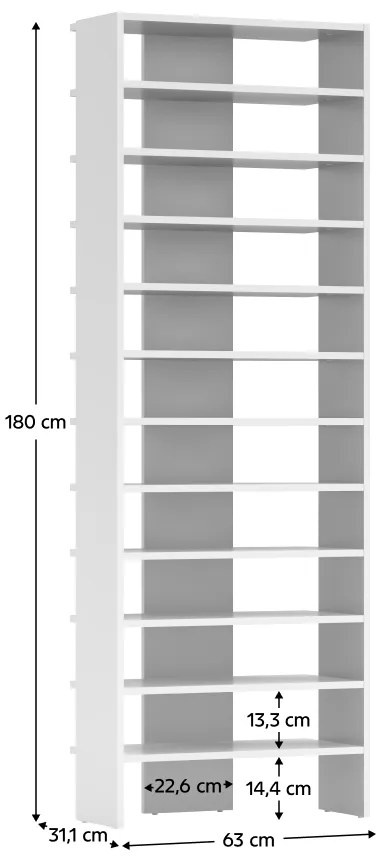 Kondela Vysoký regál/botník, bílá, OSKI