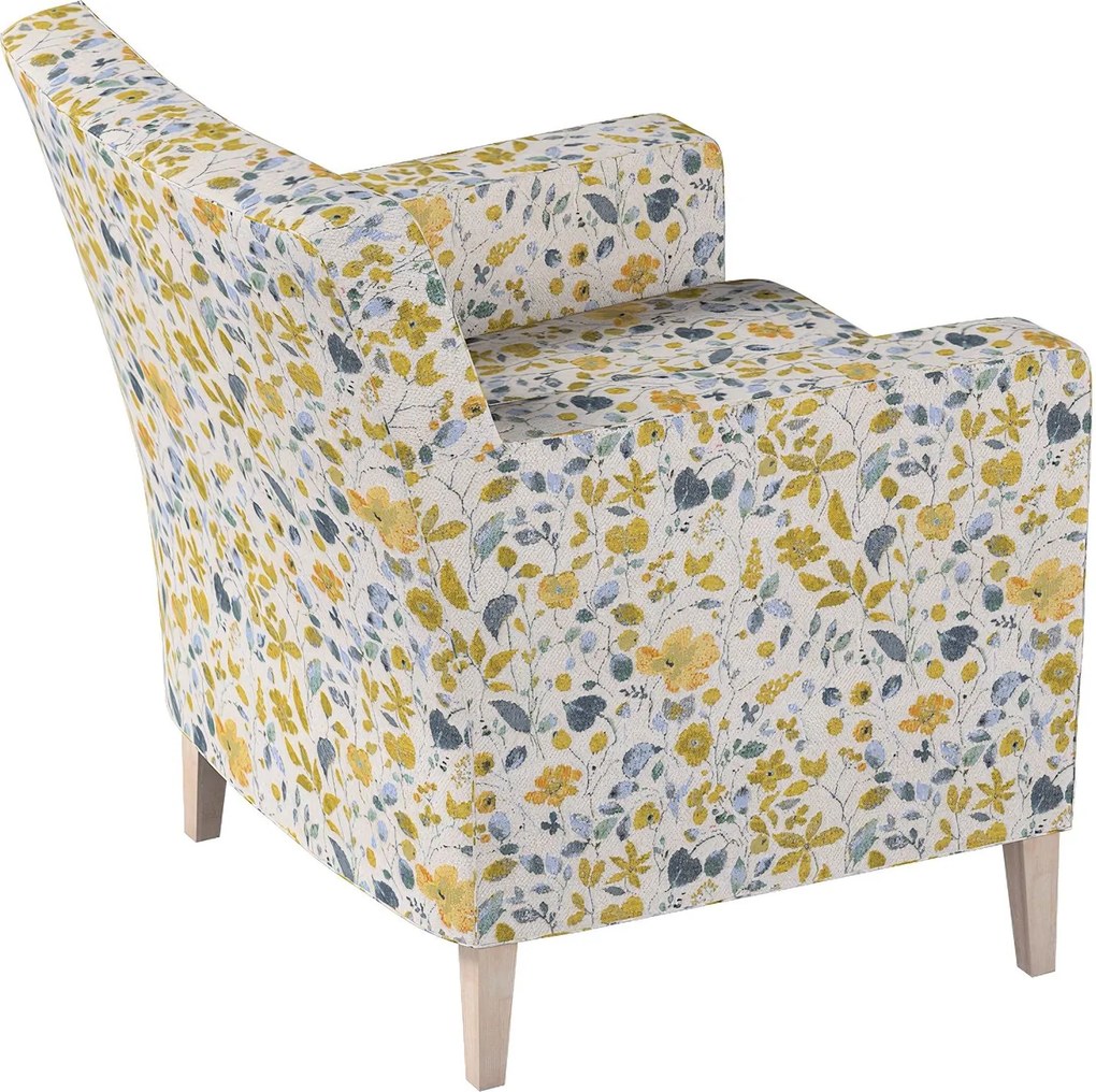 Potah na křeslo IKEA Karlstad barva žlutá látka pletený vzor, vzorované