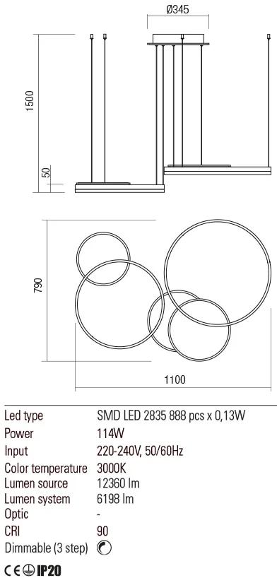 Redo Závěsné LED svítidlo Sigua - kulaté, 110x79cm Barva: Bílá