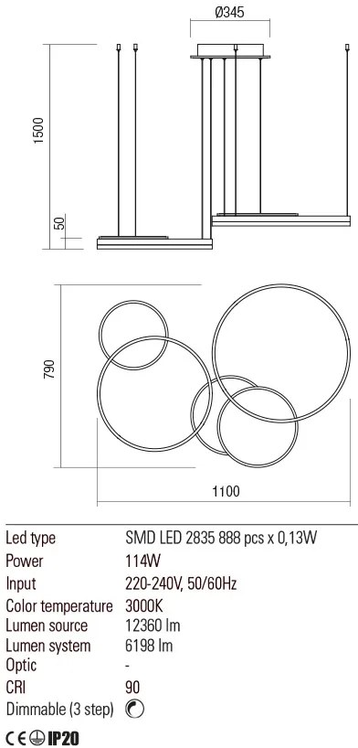 Redo Závěsné LED svítidlo Sigua - kulaté, 110x79cm Barva: Kávová