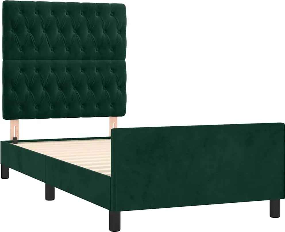 Rám postele bez matrace tmavě zelená 90 x 200 cm samet 3125919