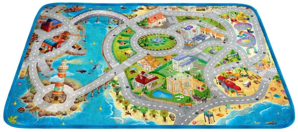Vopi | Dětský koberec Ultra Soft Město s pláží 70x95 cm