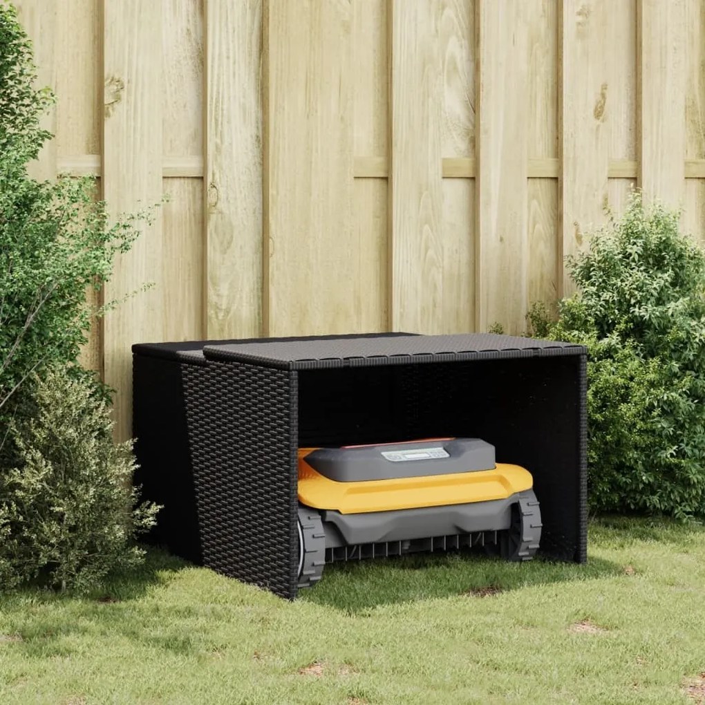vidaXL Garáž pro robotickou sekačku 86x90x52/57 cm polyratan [365404] Barva: Černá