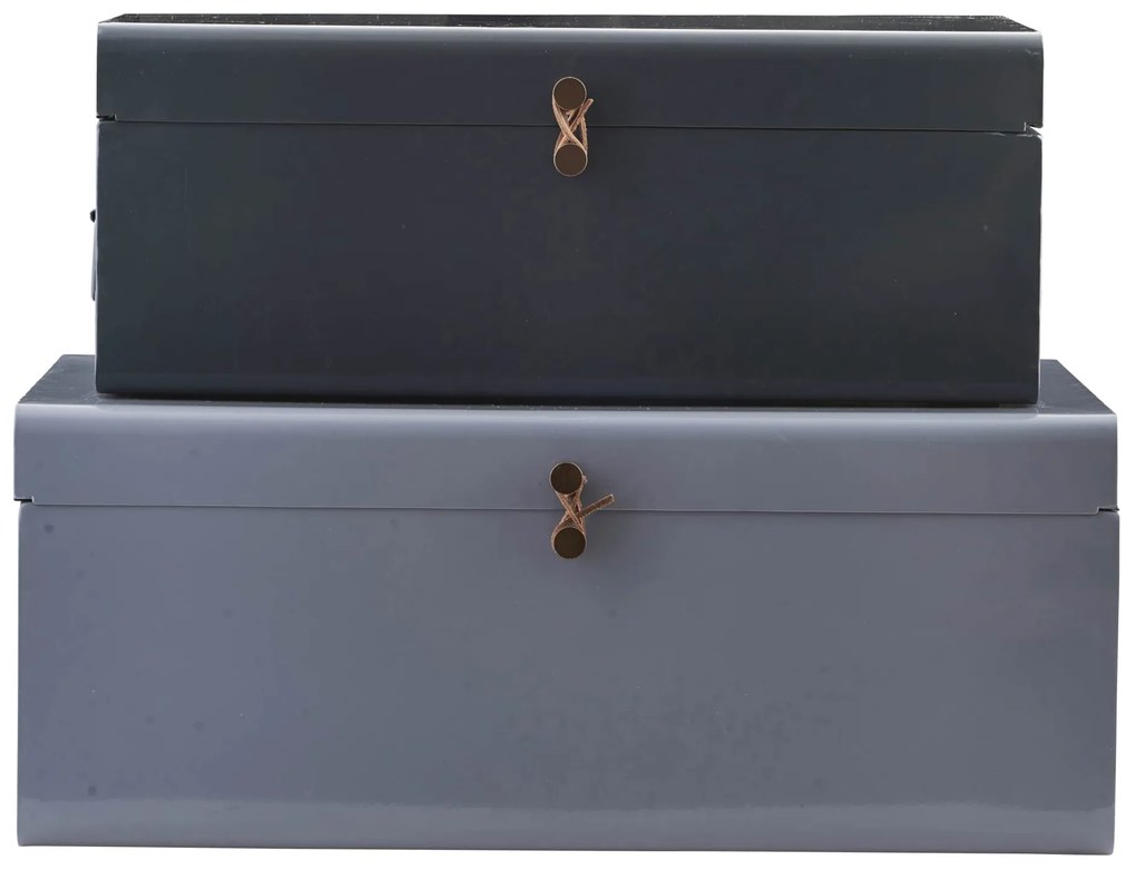 House Doctor Kovový box Metal Blue/Grey Větší, modrá barva, šedá barva, kov
