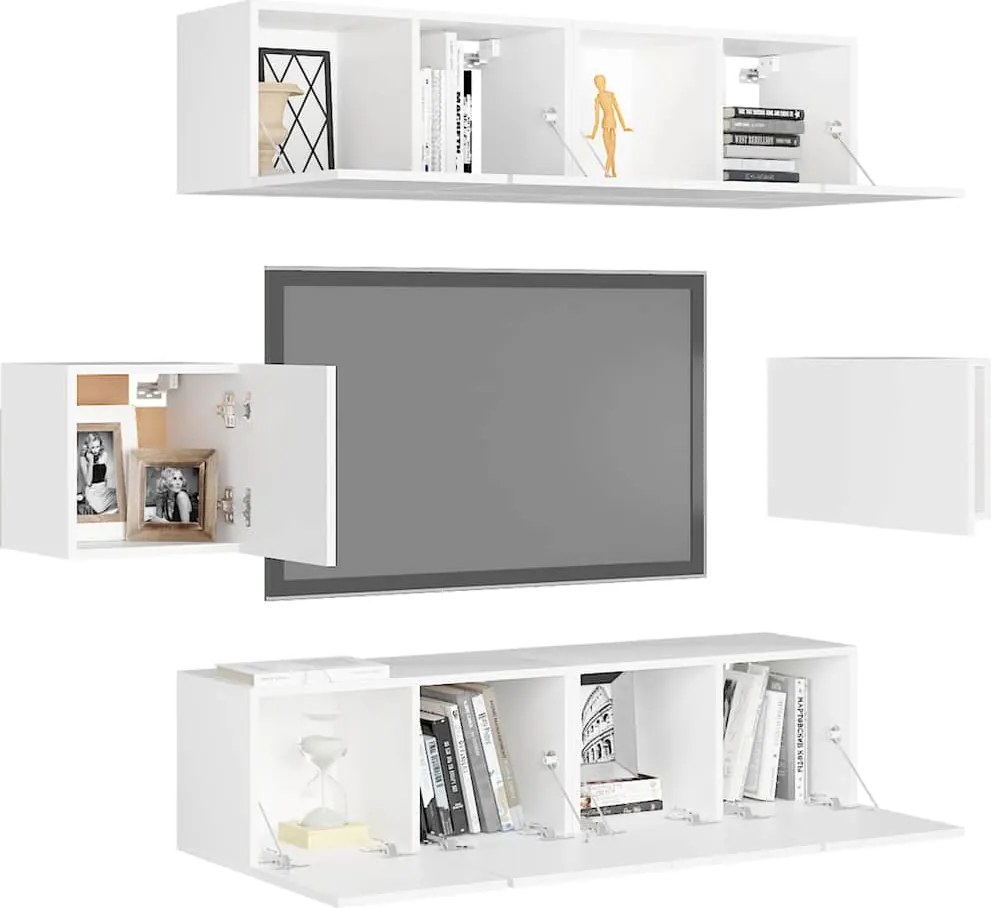 6dílný set TV skříněk bílý kompozitní dřevo 3078682