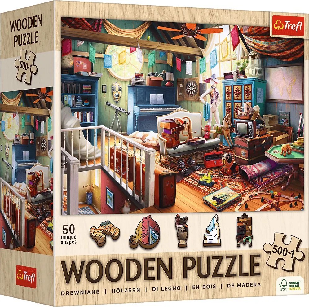 Trefl dřevěné puzzle poklady z půdy 501 dílků