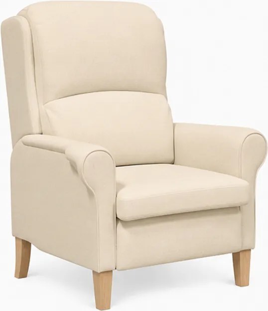 křeslo relaxační, odpočinkové, ušák, dřevo/textil, 101x95x75 cm, přírodní/krémová, Dekorino KR20260040