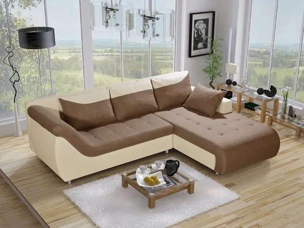 SOB FURNITURE Rohová sedací souprava TONIA - bílá / světle hnědá