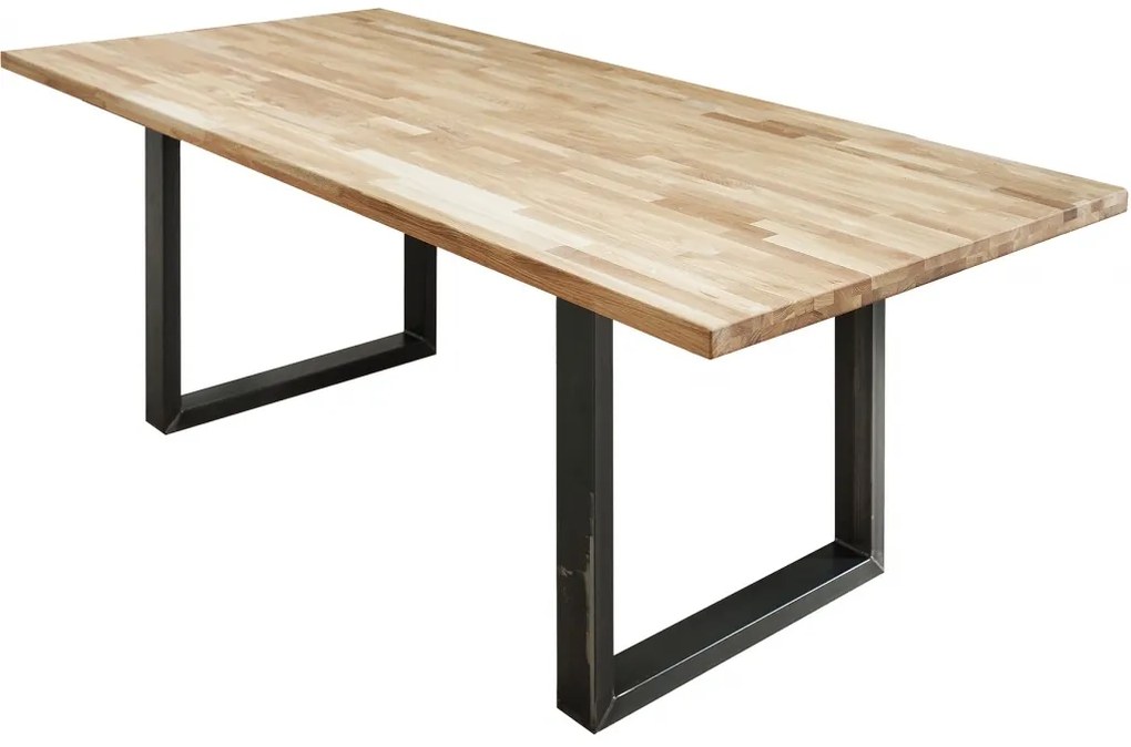 Jídelní stůl Logan, 160 cm, naolejovaný dub, černá podnož