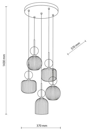Lustr na lanku SOPHIA 5xE14/10W/230V černá/kouřová béžová