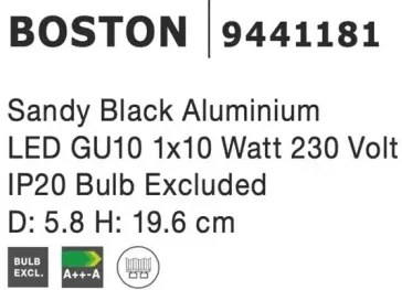 Bodové svítidlo Boston Big černé