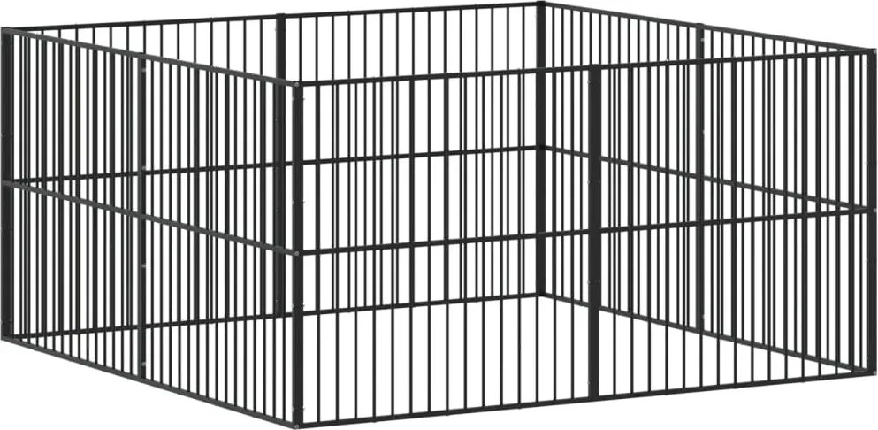 Ohrádka pro psy 8 panelů černá pozinkovaná ocel 3209553