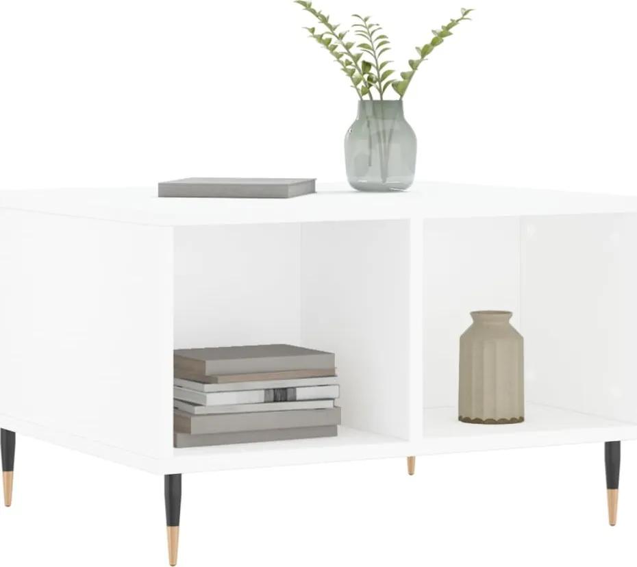 vidaXL Konferenční stolek 60x50x36,5 cm kompozitní dřevo [830532] Barva: bílá s vysokým leskem