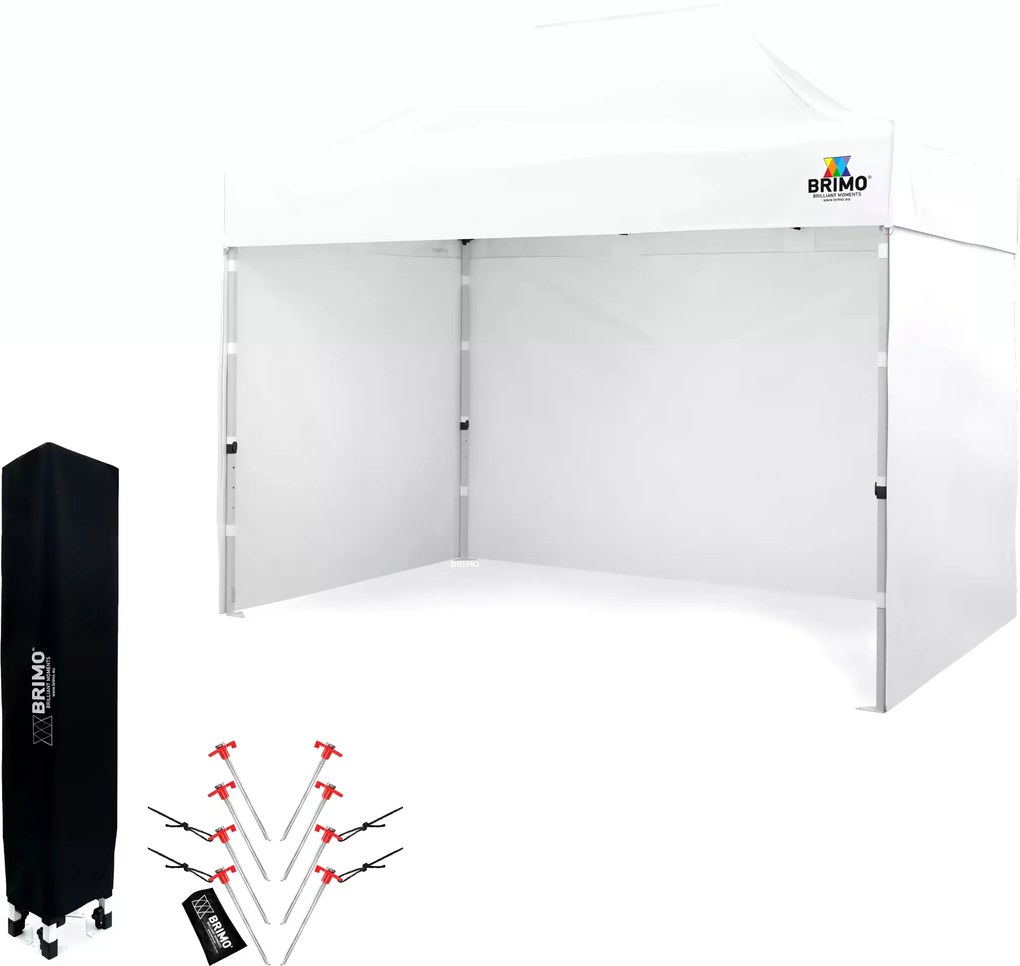 BRIMO Stan na prodej 2 x 3 m SUPER Ocel | Montáž za 2 min - s 3 stěnami - Bílá S. Ocel