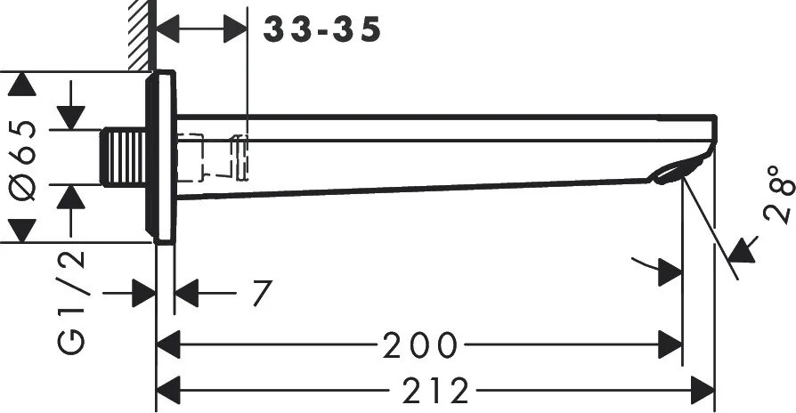 Hansgrohe Rebris S, vanový výtok, černá matná, HAN-72430670