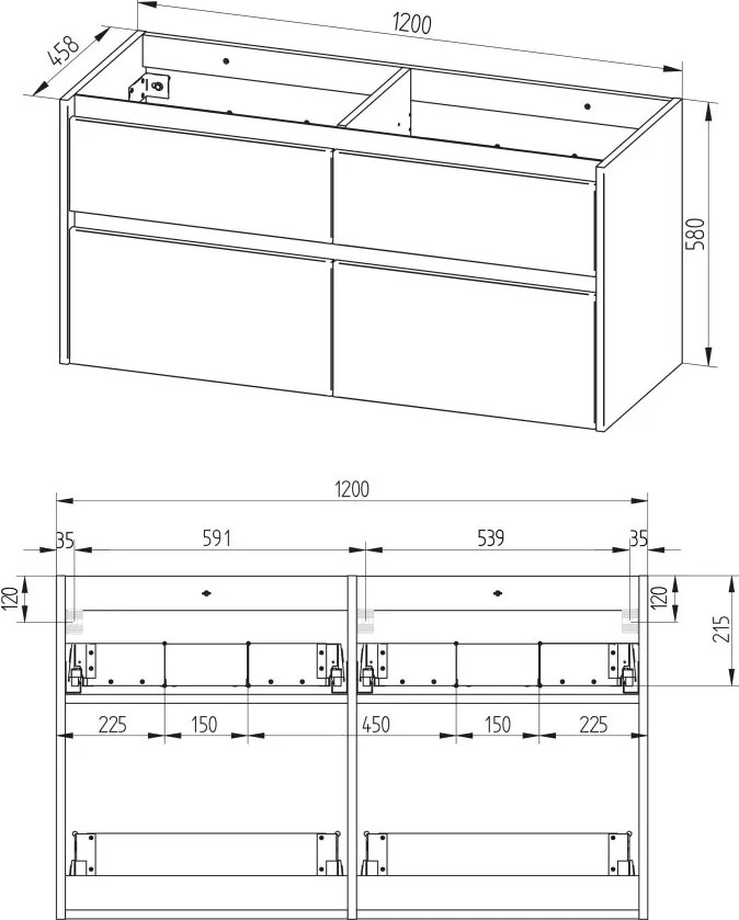 Mereo, Mereo Opto, koupelnová skříňka s umyvadlem z litého mramoru 121 cm, dub Riviera, MER-CN923M