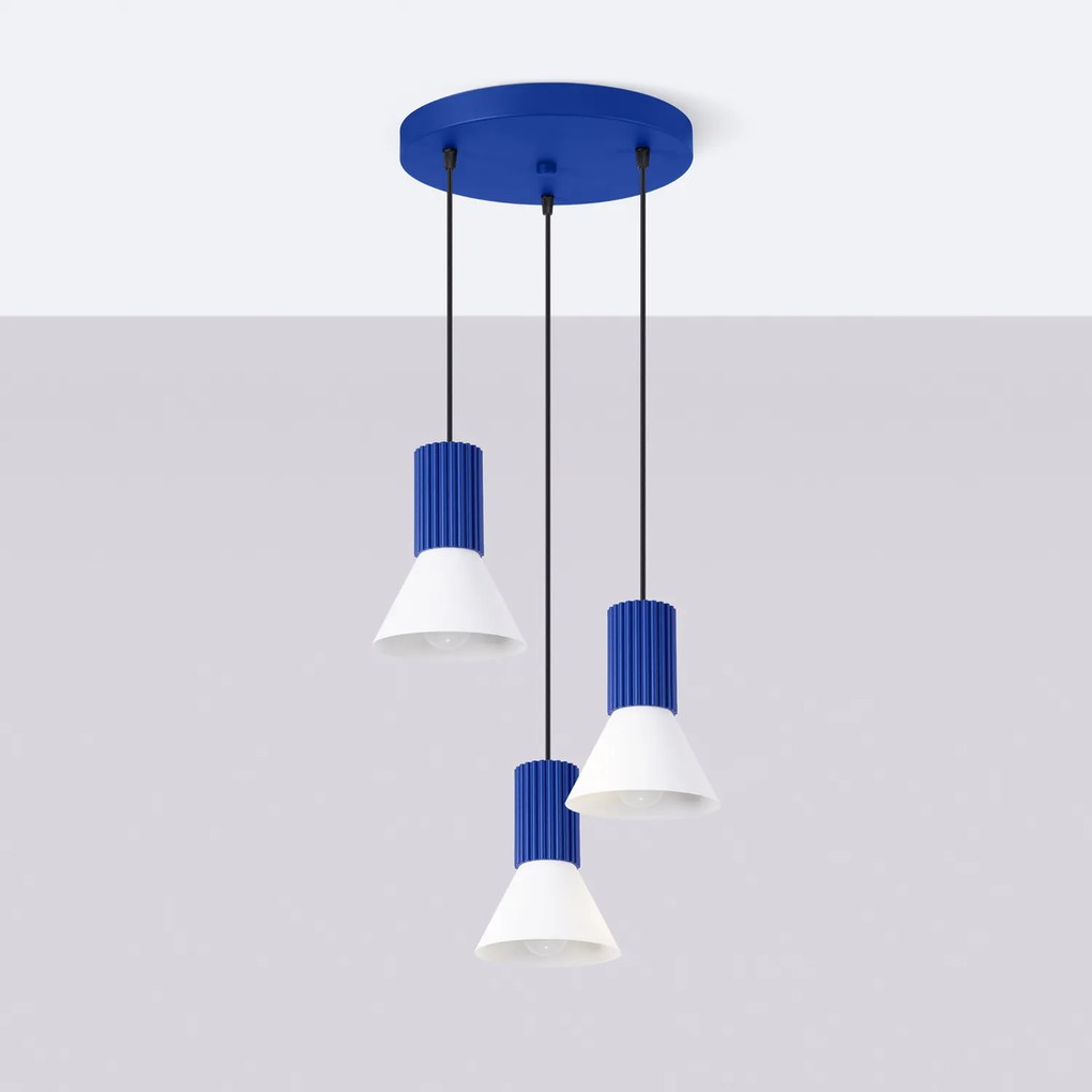 Sollux Lighting Závěsná lampa ESTRIA 3P bílá/ultramarínová