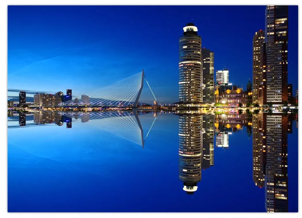 Obraz - noční Rotterdam (70x50 cm)