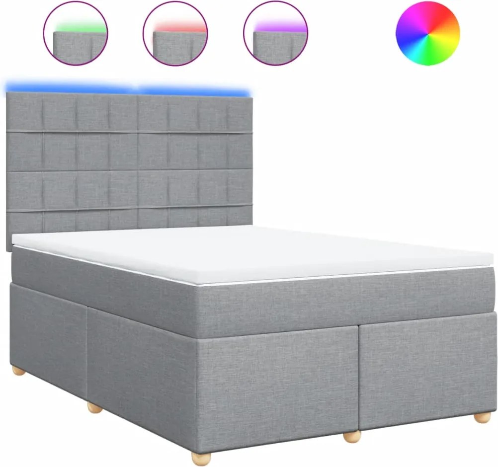 Box spring postel s matrací světle šedá 140 x 190 cm textil 3293575