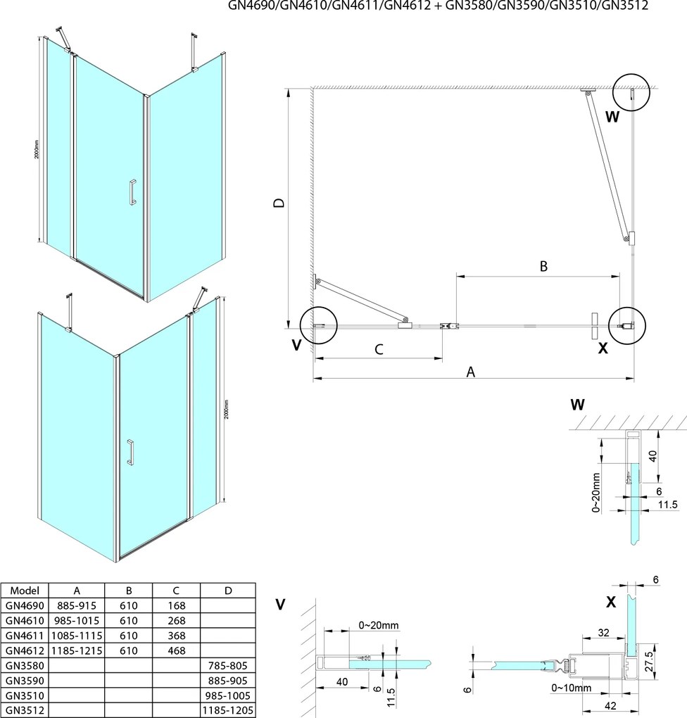 Gelco Gelco, LORO obdélníková sprchová zástěna 1100x1200 mm, GN4611-02