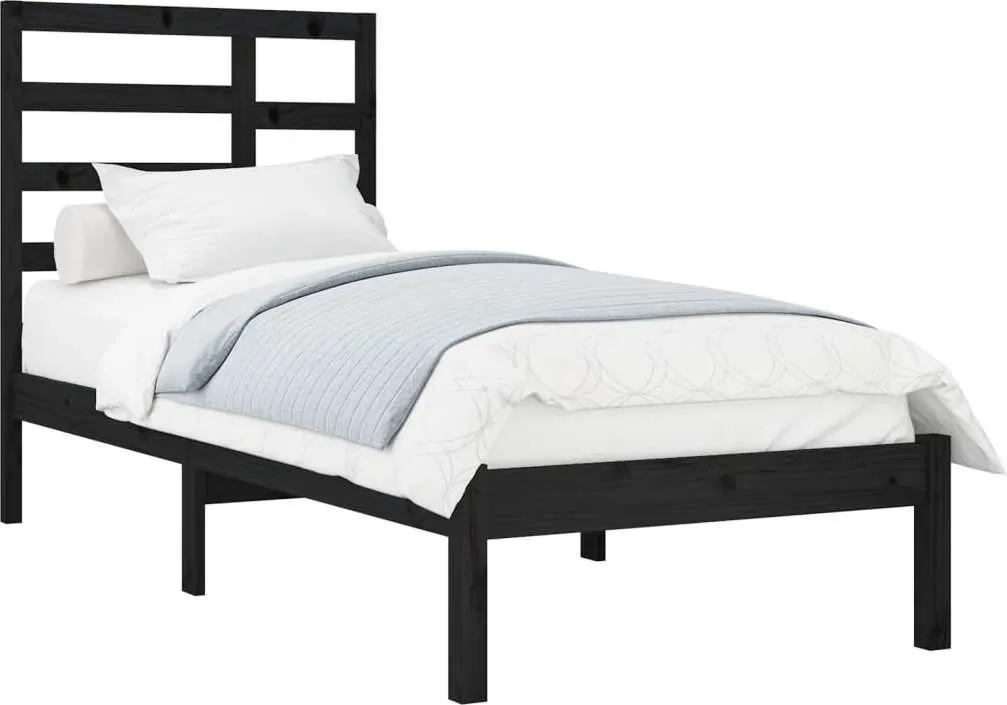 vidaXL Rám postele masivní dřevo 75 x 190 cm Small Single [3105759] Barva: Černá