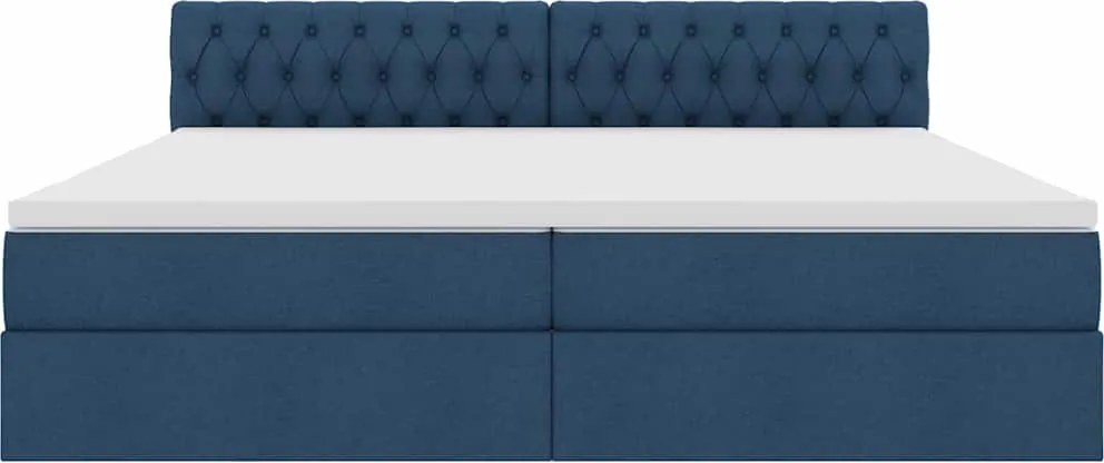 Postel s úložným prostorem a matrací Modrá 200 x 200 cm Samet 3370598