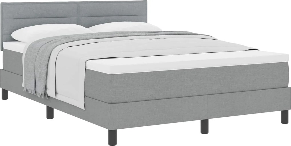 Postel s boxspringem s čelo Světle šedá 140 x 190 cm textil 3338608