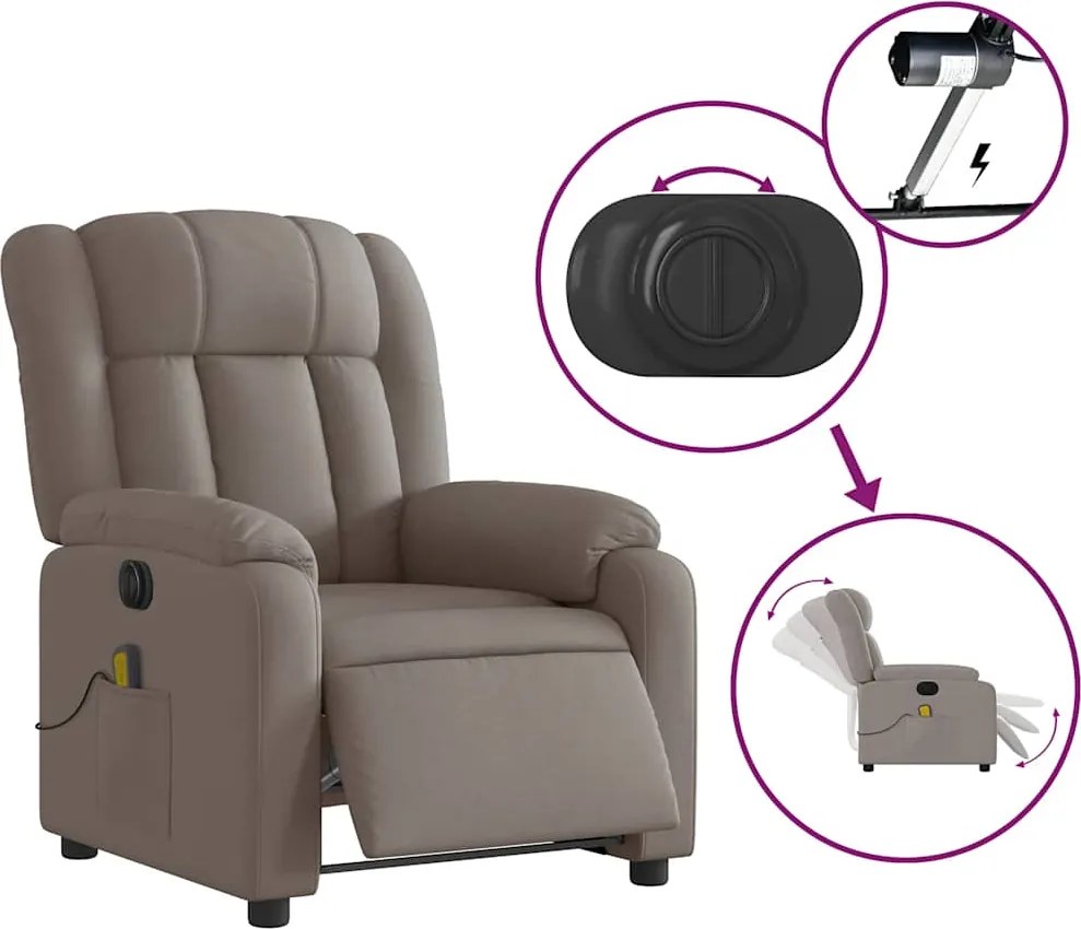 Elektrické masážní polohovací křeslo taupe textil 3205312