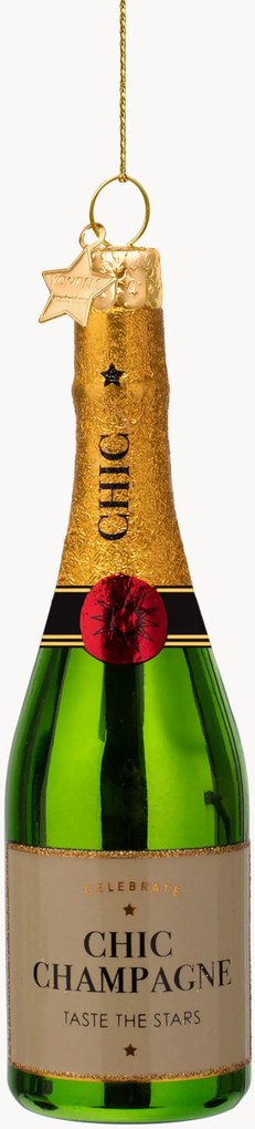 Ručně foukaná vánoční ozdoba Champagne Bottle