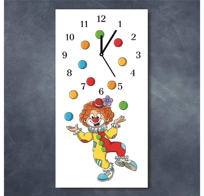 Nástěnné hodiny obrazové na skle dětské - Klaun
