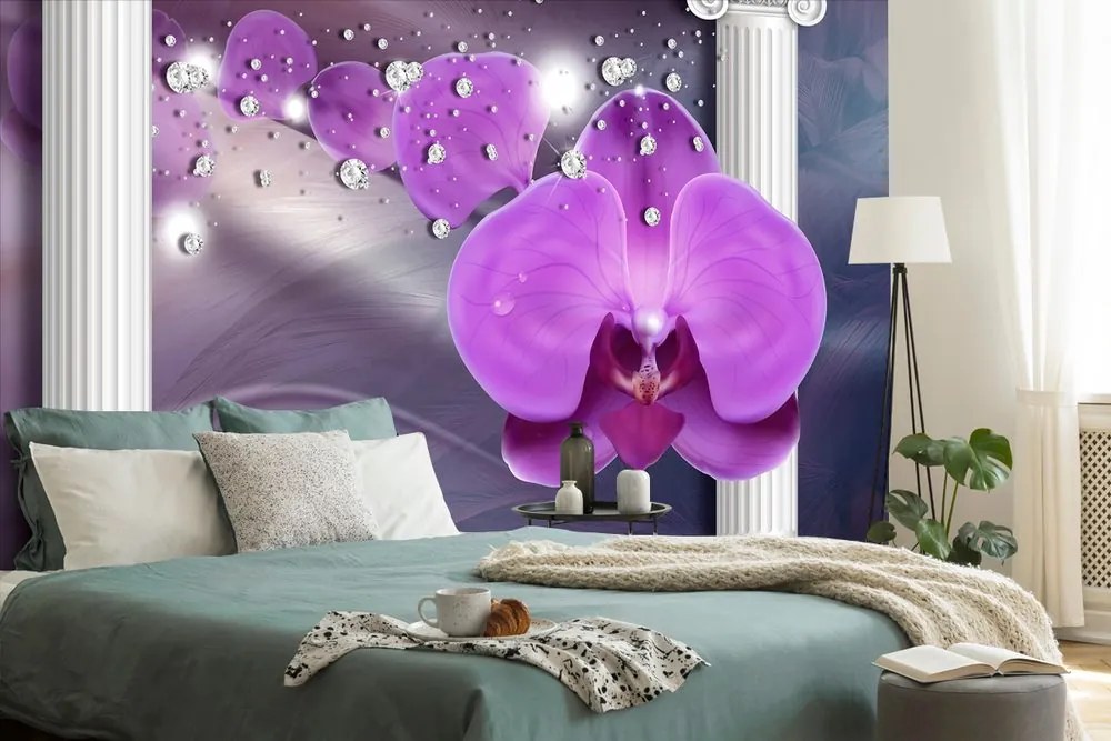 Tapeta orchidej u řeckých sloupů