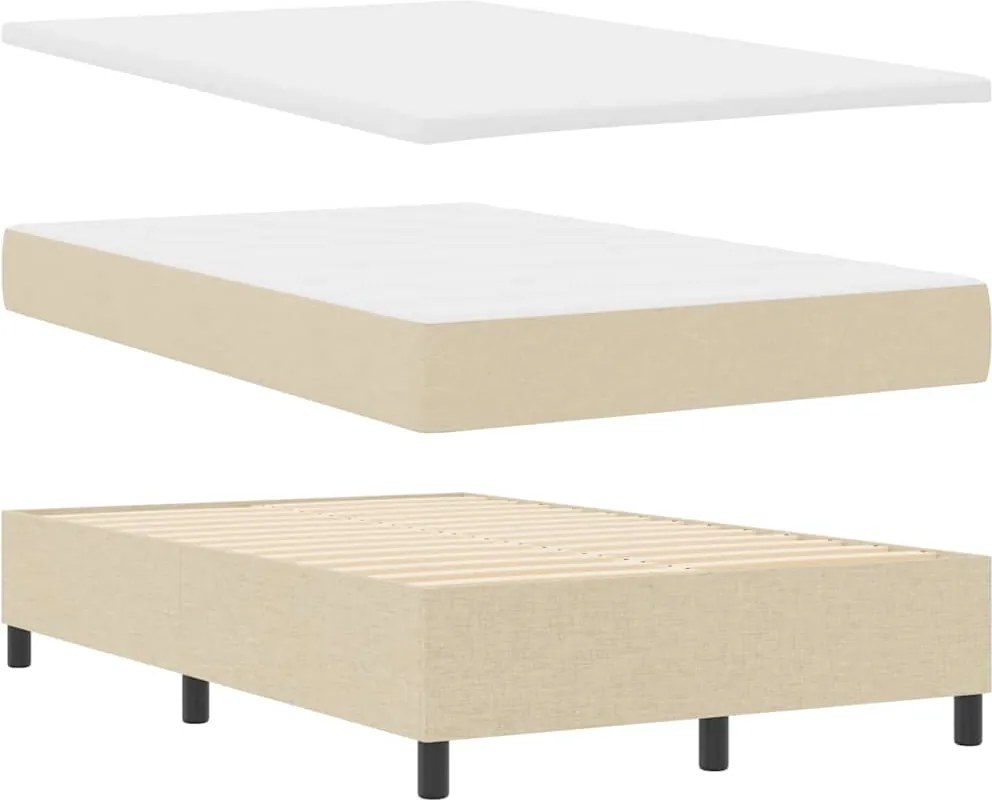 Postel s boxspringem s čelo Krémová 120 x 190 cm textil 3339376