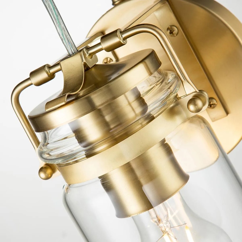 Industriální nástěnné retro svítidlo Elstead Brinley kartáčovaná mosaz