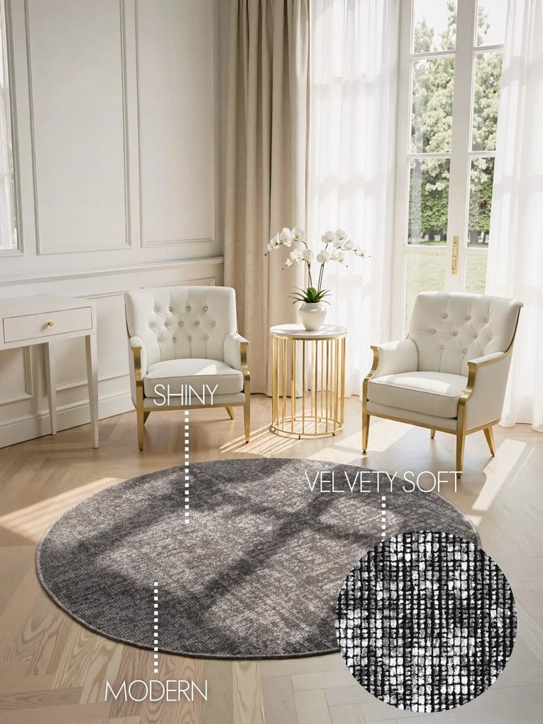 ELLE Decoration, Kusový koberec Brilliance Prisma 106310 Silver Grey z kolekce Elle kruh, 200x200 (průměr) kruh, šedá, ložnice