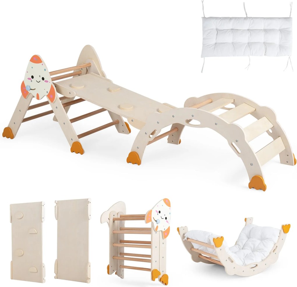 Costway Skládací Montessori prolézačka 8 v 1, přírodní