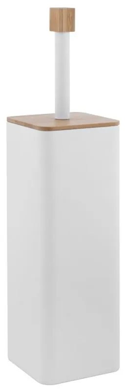 Erga Amba, hranatý toaletní WC kartáč na postavení, bílý matně-přírodní hnědý, ERG-YKA-PD.AMBA-WHT