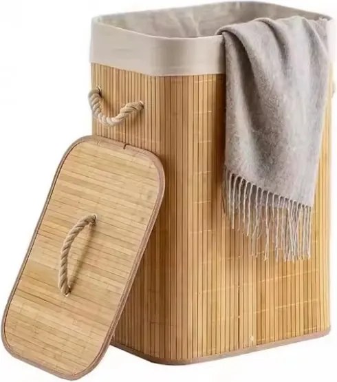 TRENDIE Bambusový koš na prádlo 72l světle hnědý + DÁREK