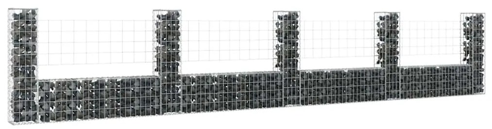 Gabionový koš ve tvaru U s 5 sloupky železo 500 x 20 x 100 cm 151278