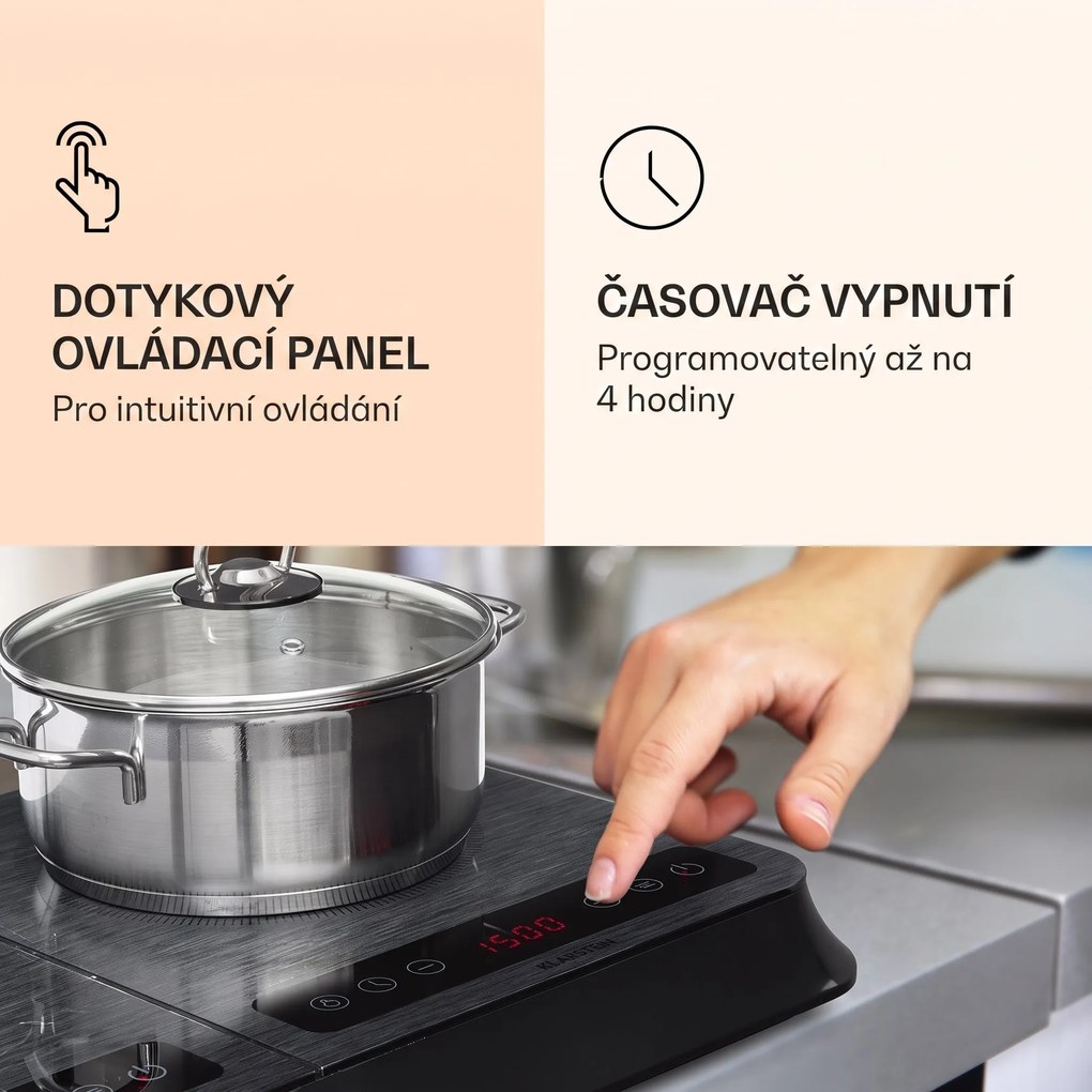 Klarstein InnoChef, indukční varná deska, 3400 W, dotykové ovládání, šedá melírovaná