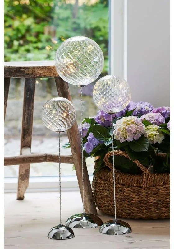LED svítící koule Trio Mega, výška 41/47/58 cm, čiré sklo, na baterie AA, interiér, balení 3 ks