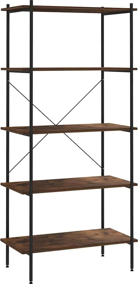 Policový regál s 5 policemi černý a přírodní 80 x 40 x 163 cm 336349